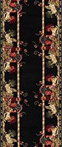 Unique Loom Barnyard Collection French Country Inspired Cottage Rooster Design Area Rug (2' 0 x 8' 0 Runner, Black/Ivory)