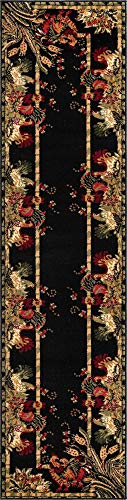 Unique Loom Barnyard Collection French Country Inspired Cottage Rooster Design Area Rug (2' 0 x 8' 0 Runner, Black/Ivory)