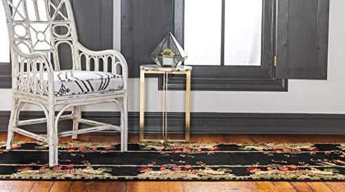 Unique Loom Barnyard Collection French Country Inspired Cottage Rooster Design Area Rug (2' 0 x 8' 0 Runner, Black/Ivory)