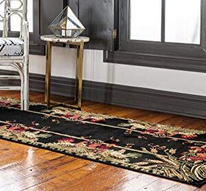 Unique Loom Barnyard Collection French Country Inspired Cottage Rooster Design Area Rug (2' 0 x 8' 0 Runner, Black/Ivory)