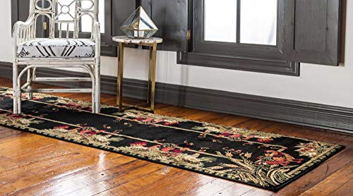 Unique Loom Barnyard Collection French Country Inspired Cottage Rooster Design Area Rug (2' 0 x 8' 0 Runner, Black/Ivory)