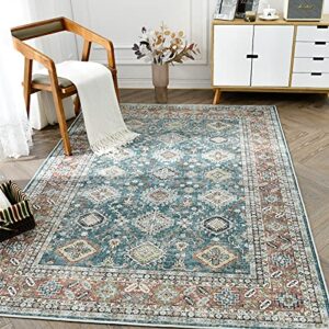 jinchan area rug 3×5 entryway persian rug vintage floor cover indoor door mat kilim rug foldable thin rug blue red multi overdyed doormat retro accent rug for kitchen bathroom living room bedroom