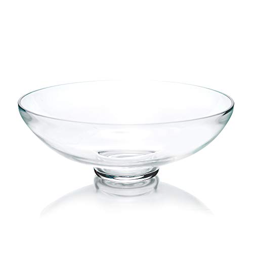 CYS Excel Glass Decorative Footed Bowl (H:4.5" D:12") | Fruit Display Bowl | Terrarium Bowl | Compote Vase Kitchen Table Centerpiece | Footed Pedestal Bowl