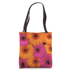 pink and orange gerber daisy flower floral daisies gerbera tote bag