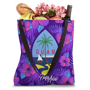 Guam Chamorro Pride Hafa Adai Tropical Flower Flag Tote Bag