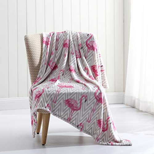 Morgan Home Fashions Luxury Bright Throw Blanket 2 Sizes- Soft, Lightweight, Cozy and Warm for Use All Year Round and Any Season (Flamingo, 50x60)