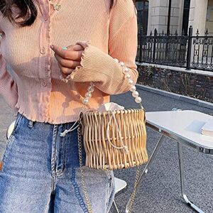 Straw Purse Beach Purse Wicker Bag for Women Beach Straw Bag Rattan Bag Basket Purse Pearl Straw Bag Straw Tote Bamboo Purse Wicker Clutch