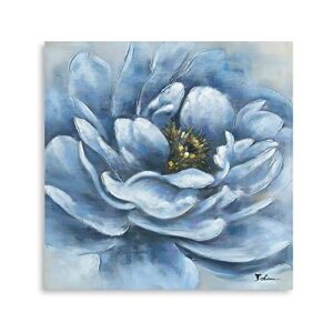 Yidepot Blue Flowers Wall Decor: Peony Wall Art Blue Flower Blossom Floral Pictures Wall Decor Canvas Floral Wall Art Wall Pictures for Living Room Blue with Frame and Easy to Hang (12"x12"x1 Panel)