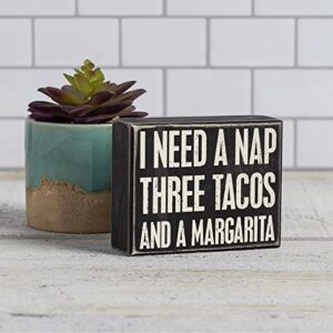 Primitives by Kathy 107431 Box Sign - Three Tacos, 5x4 inches, Black, White