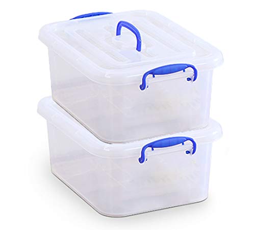 9 Quart Clear Storage Latch Bins with Lids/Handle, Plastic Clear Stackable Box, 9-Liter (2 Pack)