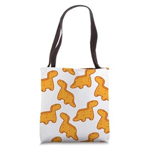 cute dino t-rex chicken nugget pattern funny tyrannosaurus tote bag