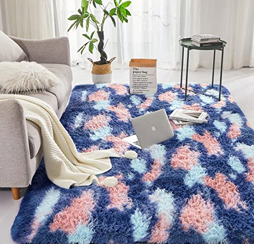 Strail Modern Bedroom Rug 5x8 Feet, Cozy Fur Living Room Rug, Large Rug 60x96 Inches, Gorgeous Living Room Carpet, Super Soft Faux Fur Area Rug for Dormitory/Kids Room/Playroom/Nursery/Den