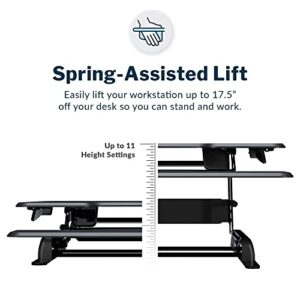 Vari - VariDesk Essential 36 - Two-Tier Standing Desk Converter for Monitor & Accessories - Height Adjustable Sit Stand Desk - Fully Assembled Monitor Riser for Home Office - 36" Wide, Black