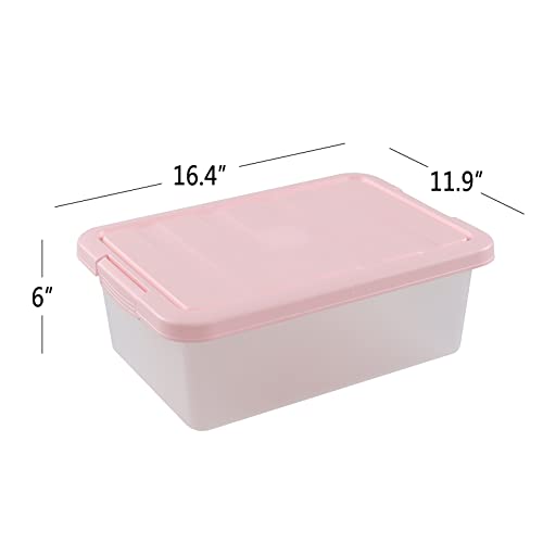 Vcansay 14 Quart Plastic Storage Box, Lidded Storage Bins, 2 Packs