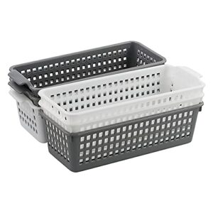 vcansay plastic small slim rectangle storage baskets, 6 packs