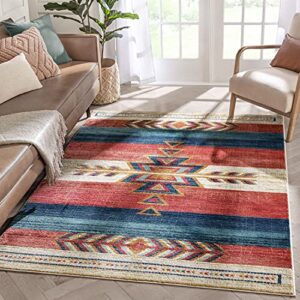 well woven dustin crimson southwestern medallion 5’3″ x 7’3″ area rug