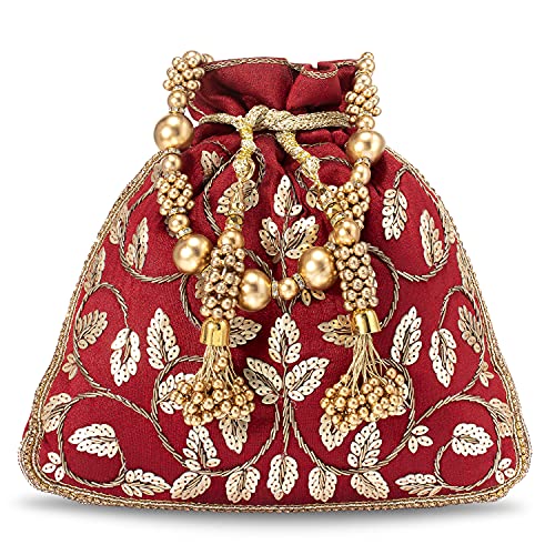 Aheli Indian Potli Bags for Women Evening Bag Clutch Ethnic Bride Purse with Drawstring