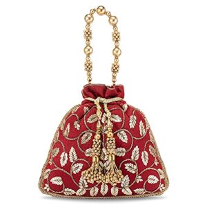 Aheli Indian Potli Bags for Women Evening Bag Clutch Ethnic Bride Purse with Drawstring