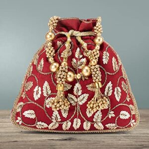 Aheli Indian Potli Bags for Women Evening Bag Clutch Ethnic Bride Purse with Drawstring