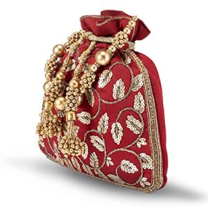 Aheli Indian Potli Bags for Women Evening Bag Clutch Ethnic Bride Purse with Drawstring