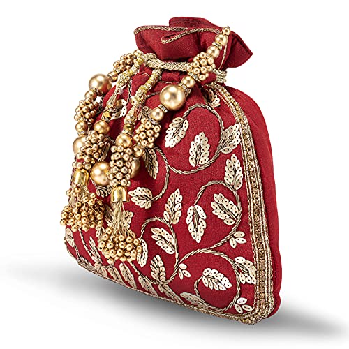 Aheli Indian Potli Bags for Women Evening Bag Clutch Ethnic Bride Purse with Drawstring