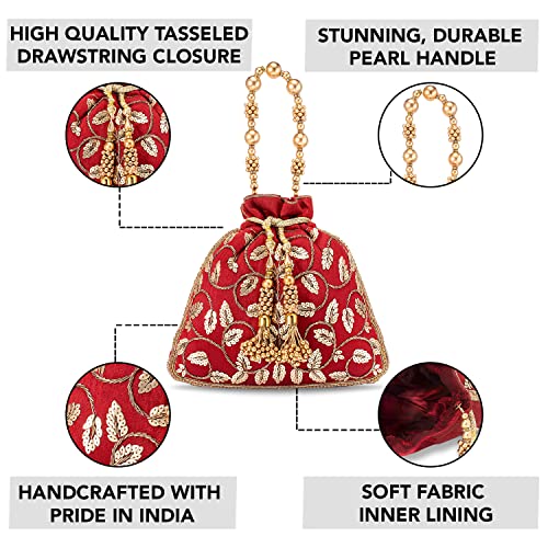 Aheli Indian Potli Bags for Women Evening Bag Clutch Ethnic Bride Purse with Drawstring