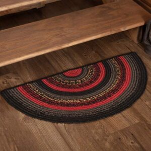 vhc brands cumberland rustic jute rug natural fibers dyed jute area-rug for entryway kitchen dining living room floor cover non slip floor mat, half circle with pad 16.5×33