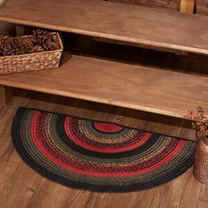 VHC Brands Cumberland Rustic Jute Rug Natural Fibers Dyed Jute Area-Rug for Entryway Kitchen Dining Living Room Floor Cover Non Slip Floor Mat, Half Circle with Pad 16.5x33