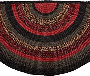 VHC Brands Cumberland Rustic Jute Rug Natural Fibers Dyed Jute Area-Rug for Entryway Kitchen Dining Living Room Floor Cover Non Slip Floor Mat, Half Circle with Pad 16.5x33