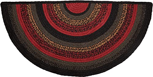 VHC Brands Cumberland Rustic Jute Rug Natural Fibers Dyed Jute Area-Rug for Entryway Kitchen Dining Living Room Floor Cover Non Slip Floor Mat, Half Circle with Pad 16.5x33