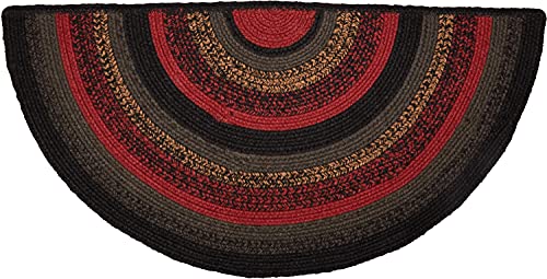 VHC Brands Cumberland Rustic Jute Rug Natural Fibers Dyed Jute Area-Rug for Entryway Kitchen Dining Living Room Floor Cover Non Slip Floor Mat, Half Circle with Pad 16.5x33