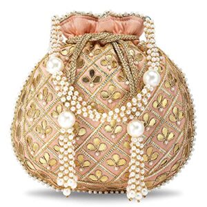 aheli indian potli bags for women evening bag clutch ethnic bride purse with drawstring (p09pch)