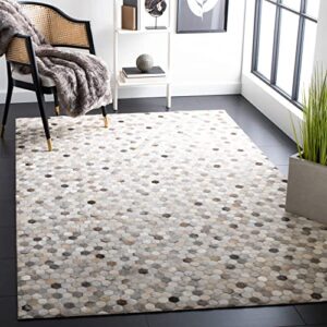 safavieh studio leather collection 6′ x 9′ ivory/grey stl217a handmade mid-century modern living room dining bedroom area rug