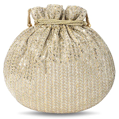 Aheli Indian Potli Bags for Women Evening Bag Clutch Ethnic Bride Purse with Drawstring