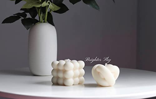 Brighter Sky Bubble Candle and Knot Candle Set, Natural Premium Soy Wax, Beige, Lavender Essential Oil, Aesthetic Candles, Candle Décor, Gift for Her, Candle Gift, Gift for Friends