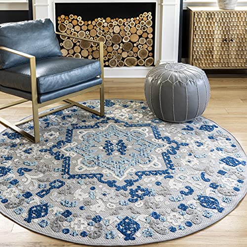 nuLOOM Celestial Contemporary Indoor/Outdoor Area Rug, 6' Round, Blue