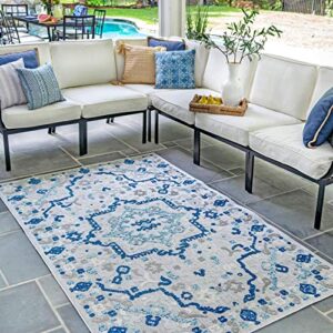 nuLOOM Celestial Contemporary Indoor/Outdoor Area Rug, 6' Round, Blue