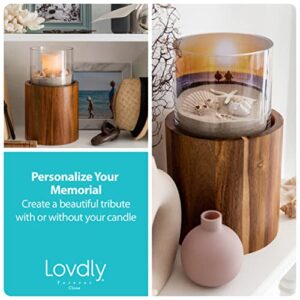 Lovdly Cremation Urn for Human Ashes, Large-Medium Keepsake Urns for Adult & Pet Ashes, Decorative Urn Made from Premium Wooden Base with Glass Top & Flameless LED