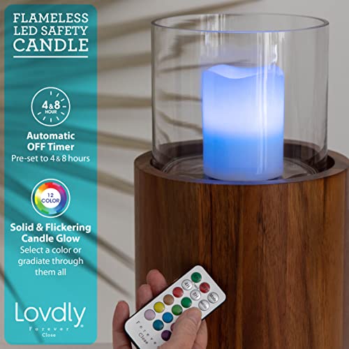 Lovdly Cremation Urn for Human Ashes, Large-Medium Keepsake Urns for Adult & Pet Ashes, Decorative Urn Made from Premium Wooden Base with Glass Top & Flameless LED