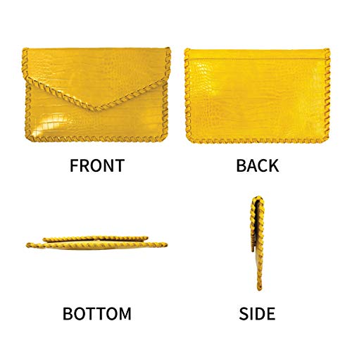 JNB Flat Crocodile Pattern Envelope clutch,Yellow