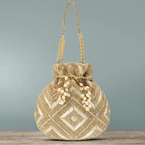 Aheli Indian Potli Bags for Women Evening Bag Clutch Ethnic Bride Purse with Drawstring