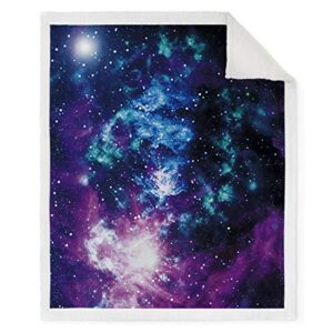 Jekeno Galaxy Space Blanket Sherpa Universe Blanket Smooth Soft Print Throw Blanket for Gift Women Girls 50"x60"