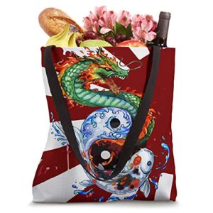 Cute Koi Fish Ying Yang, Japanese Lucky Dragon Japan Tote Bag