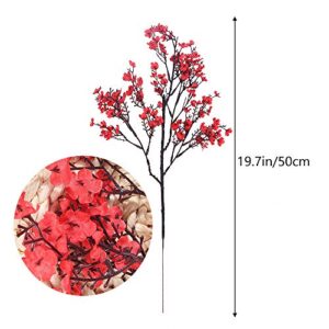 Momkids 6 Pcs Babys Breath Artificial Flowers Bulk Real Touch Faux Gypsophila Bouquet Fake Plastic Silk Flowers for Home Kitchen Bedroom Wedding Festival Christmas Halloween Party Decoration (Red)