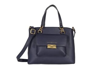 tommy hilfiger francesca ii-convertible satchel-pebble pvc tommy navy one size