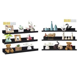 lavezee 24 inch + 36 inch black floating wall ledge shelves set of 3