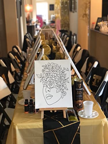 Essenburg Pre Drawn Canvas Side Flower Lady Paint Kit | Adult & Teen Sip and Paint Party Favor | DIY Date Night Couple Activity (S 8X10 CANVAS ONLY)