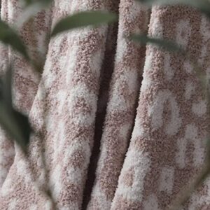 Soft Fuzzy Fluffy Leopard Knit Throw Blanket, Cozy Plush Reversible Blanket Cheetah Blanket for Couch Sofa Bed, Stone/Cream