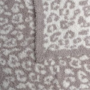 Soft Fuzzy Fluffy Leopard Knit Throw Blanket, Cozy Plush Reversible Blanket Cheetah Blanket for Couch Sofa Bed, Stone/Cream