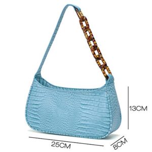 Stylish Classic Clutch Purse Shoulder Bag Tote Handbag with Zipper Closure for Women (Blue)